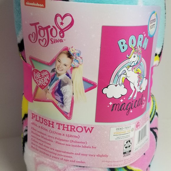 Nickelodeon | Bedding | Jojo Siwa Born Magical Unicorn Plush Throw 46 X ...